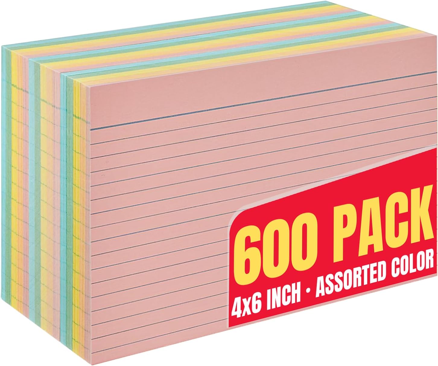 Amazon.com : 1InTheOffice Index Card Ruled 4x6, Colored Index Cards 4x6 ...