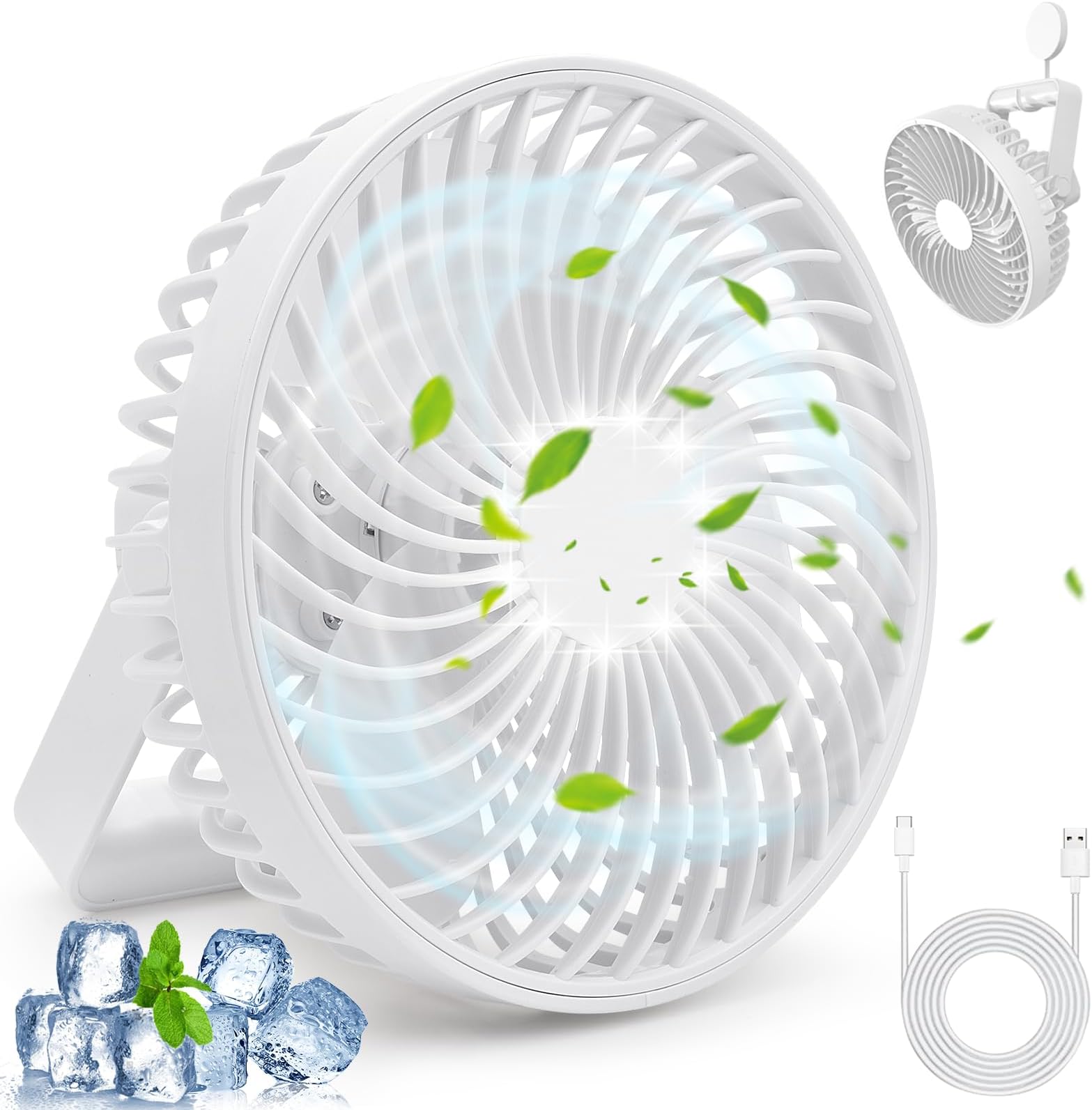 COZII USB Desk Fan Powerful, Mini Table Fan Silent with Strong Airflow ...