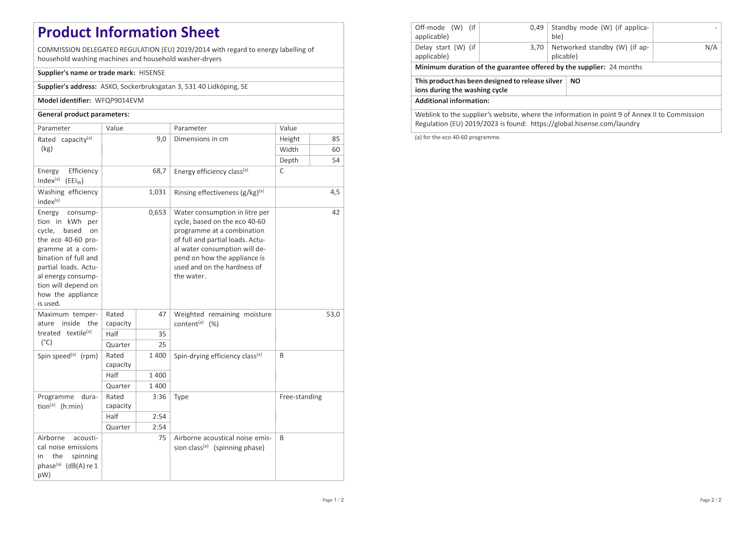 Amica ADV7CLCW Tumble Dryer Vented White Freestanding 7 Kilogram C ...