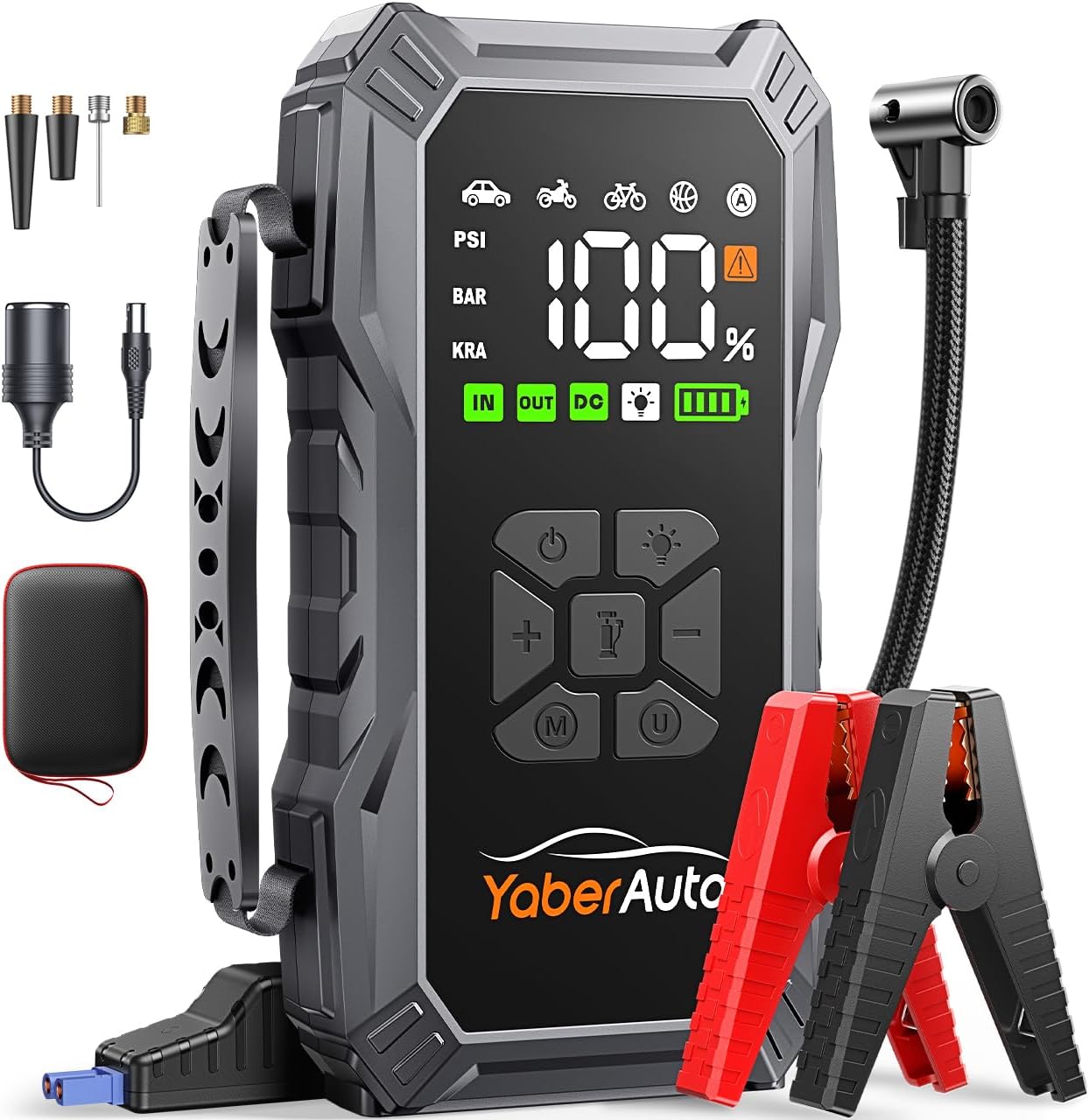 Jump Starter Power Pack with Air Compressor, YaberAuto 5500A Portable ...