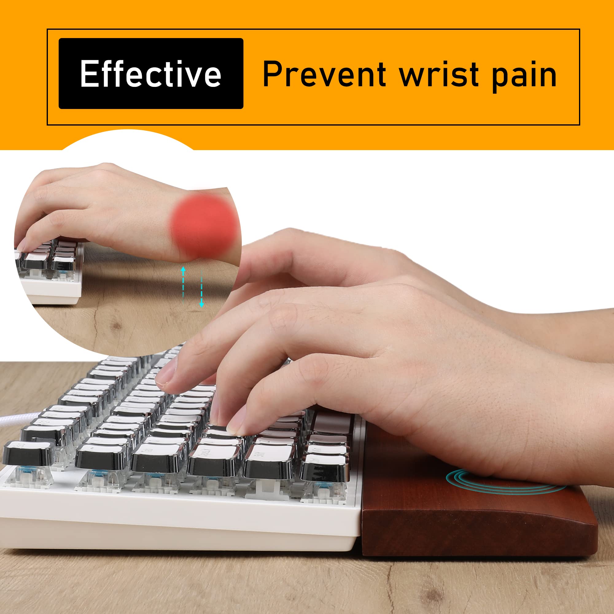 Snapklik.com : Wooden Keyboard Wrist Rest, Ergonomic Gaming Keyboard ...