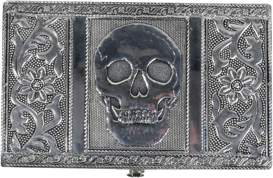 Amazon.com: TG,LLC Decorative Silver Metal Skull Keepsake Memory Box ...