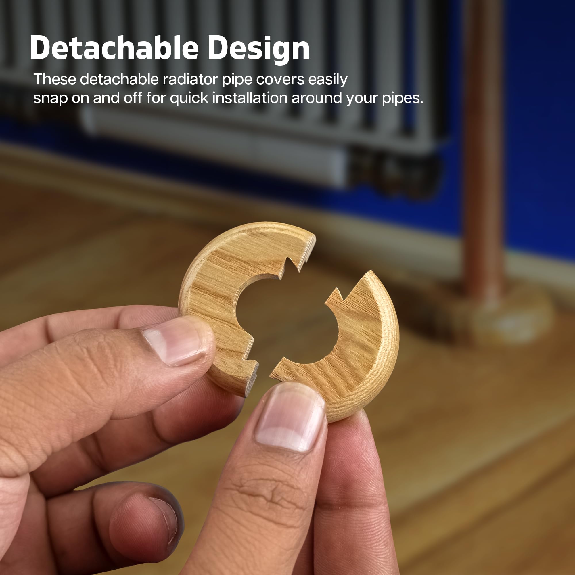 Wooden Radiator Pipe Collars | Radiator Cover Oak for 15-19mm Pipes ...