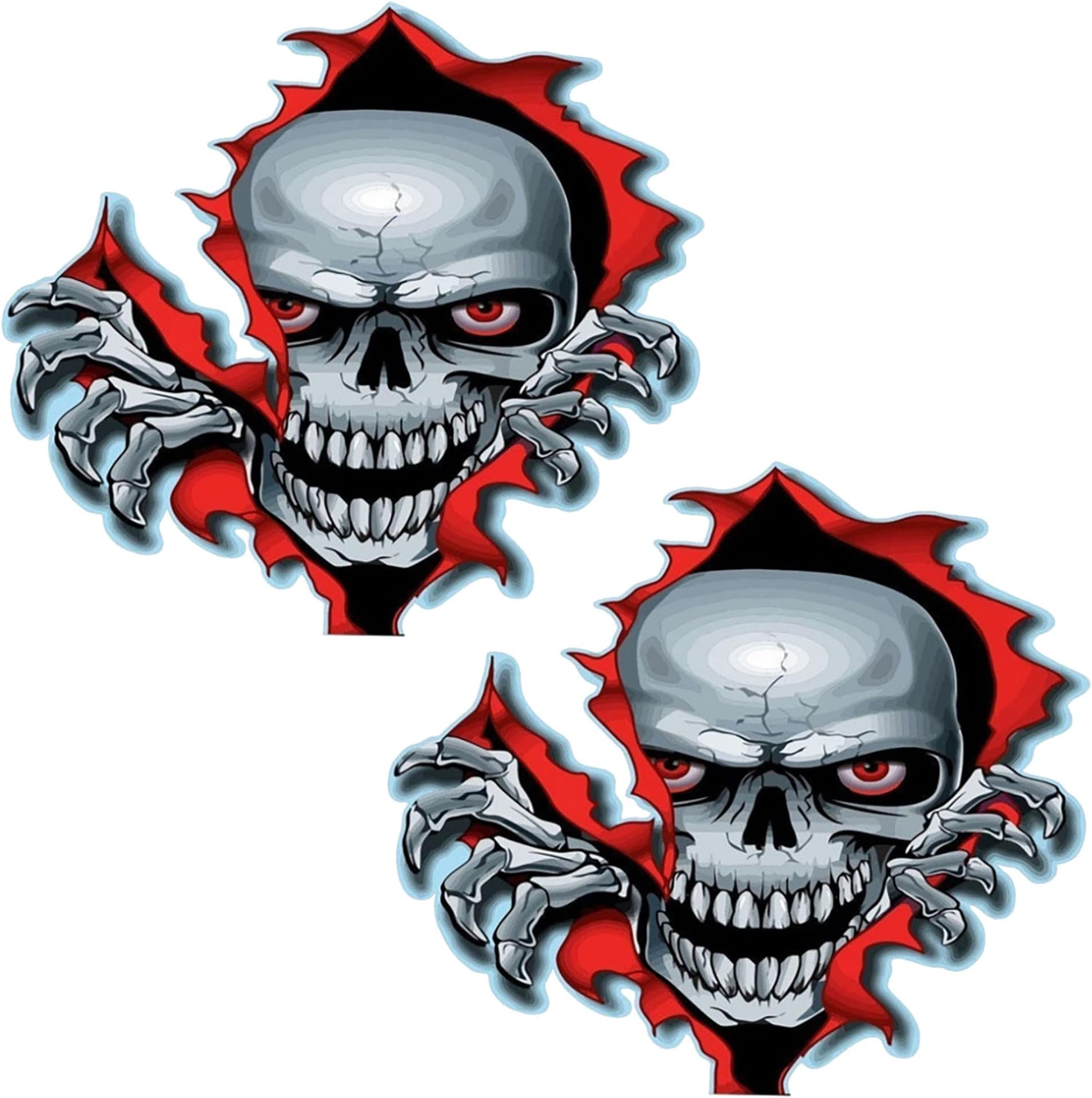 duoyif Autocollant Déchiré Tête de Mort Skull Horreur Stickers Crâne ...