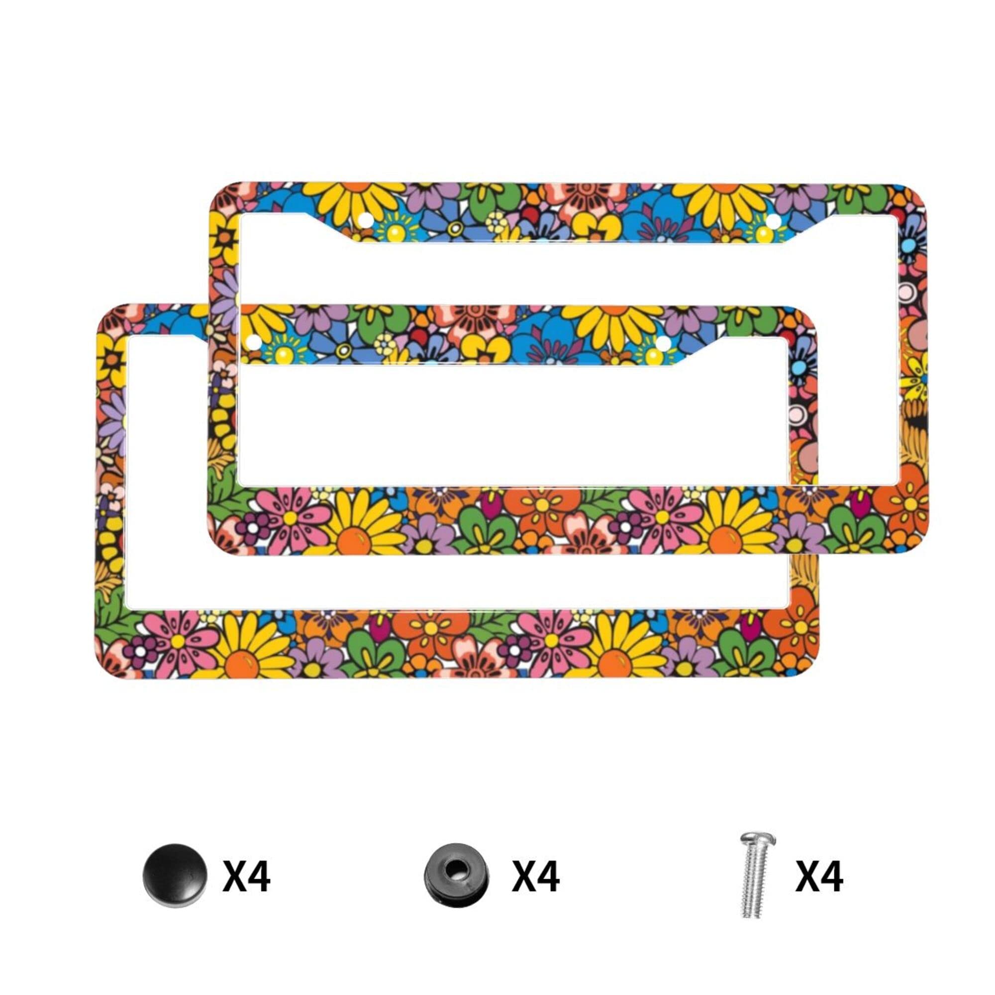 Snapklik.com : Abstract Hippie Flower License Plate Frame 2Pcs Quality ...