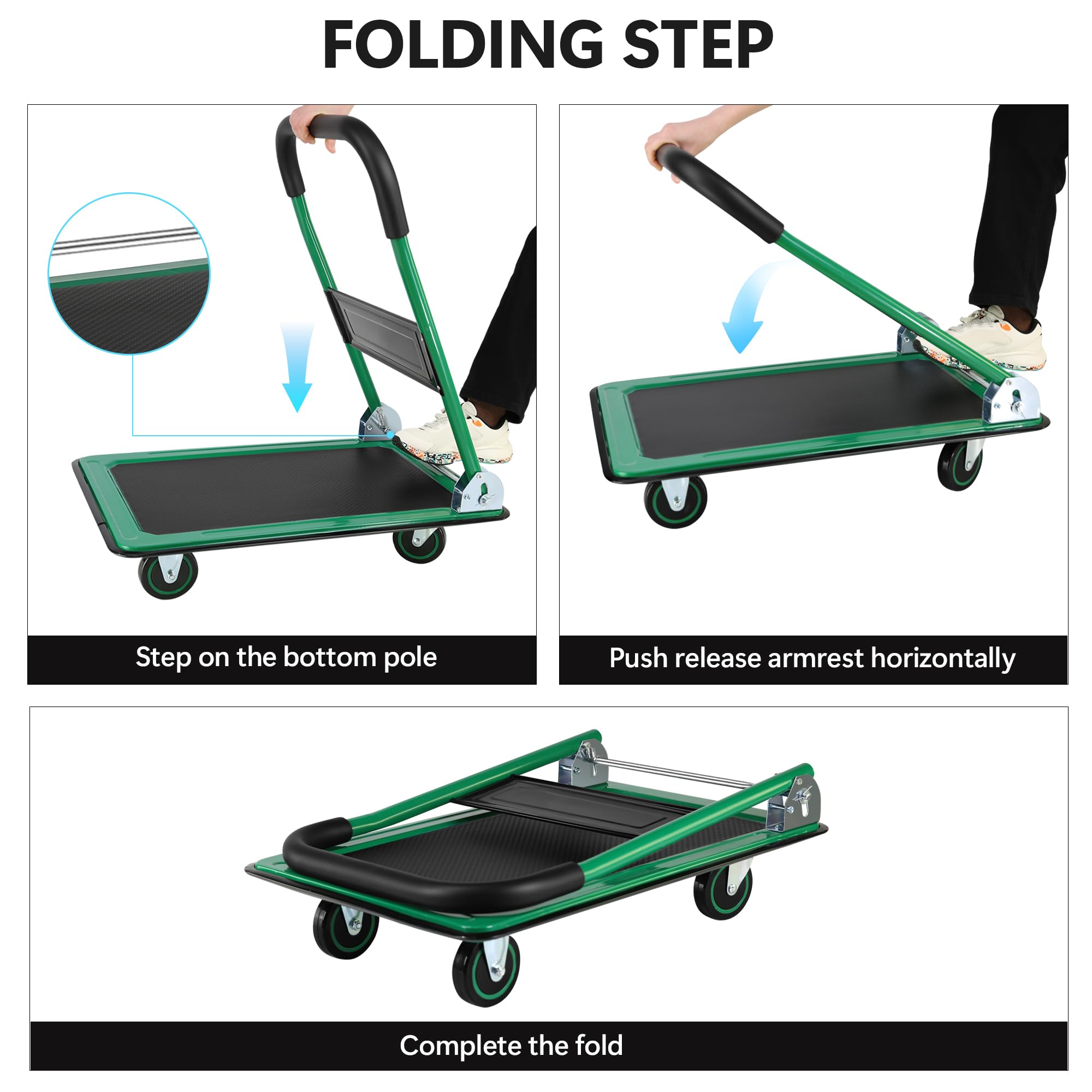Stair Climbing Cart 330lb Foldable Hand Truck - Heavy Duty Moving Dolly ...