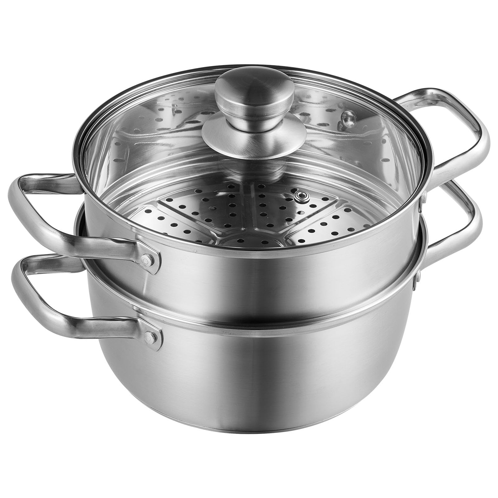VEVOR Steamer Pot, 9.5in/24cm Steamer Pot for Cooking with 5QT Stock ...