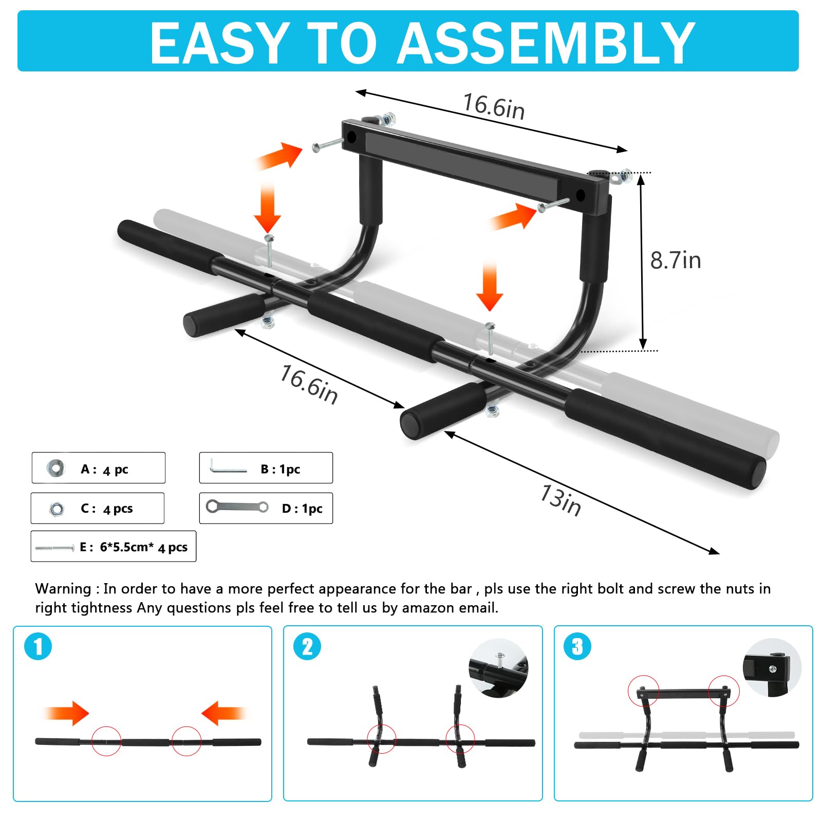 Snapklik.com : ZBZBML Simple Doorway Pull Up Bar -Black Indoor Chin Up ...