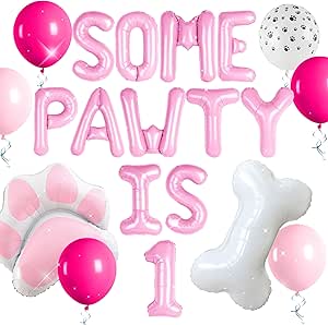 Amazon.com: LaVenty Pink Lets Pawty Balloons Pawty Birthday Decorations ...