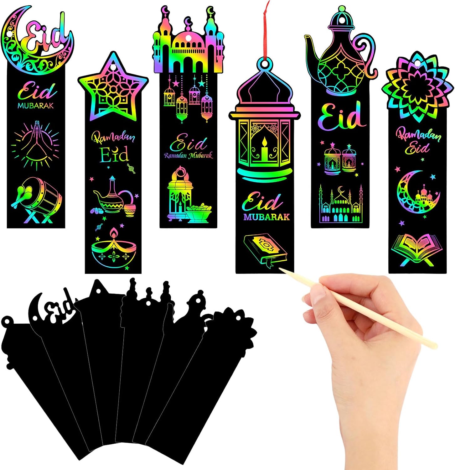 Amazon.com: JUNEBRUSHS 30Pcs Ramadan Crafts, Rainbow Magic Ramadan ...