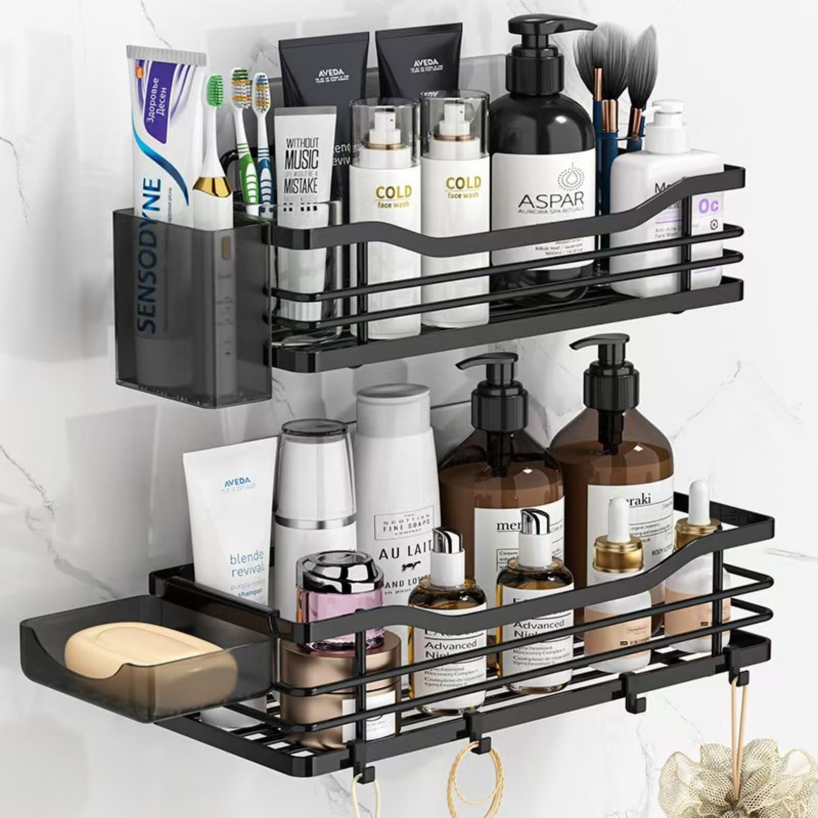 AUFWORLD Support de douche, 5 Pack organisateur de douche, étagères de ...