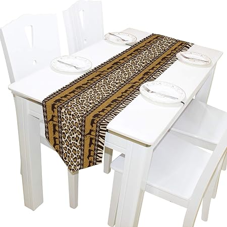 Amazon.com: Linen Safari Table Runner Zebra Tiger Giraffe Leopard ...