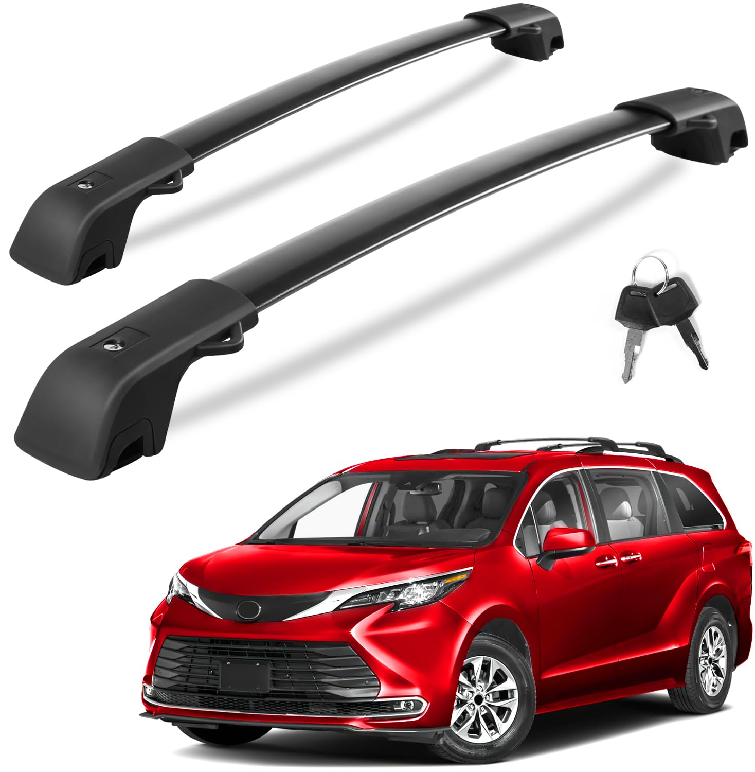 Amazon.com: KINGGERI Lockable 220Lbs Roof Rack Cross Bars Compatible ...