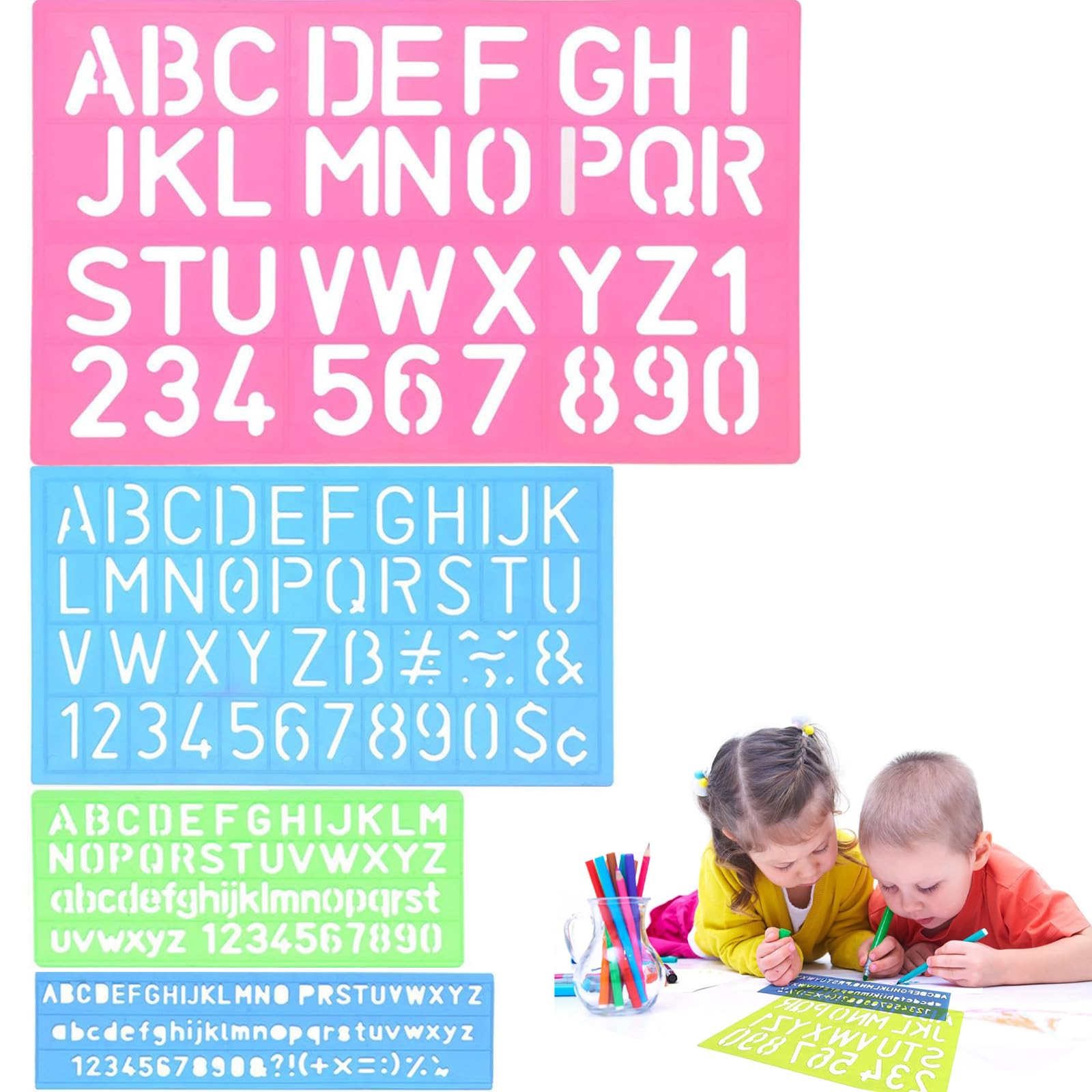Letter Stencils, 4 Pcs Stencils Letters Assorted Styles Alphabet ...