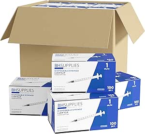 Amazon.com: Bulk Case: BH Supplies 1mL Sterile Luer Slip Syringe with ...