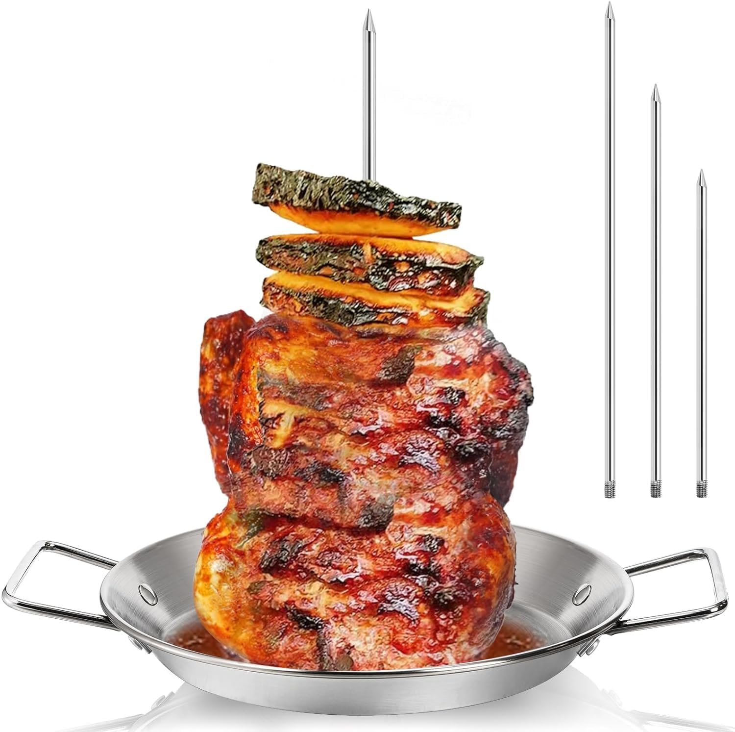 Vertical Meat Skewer Stainless Steel BBQ Vertical Skewer Grill with 3 ...