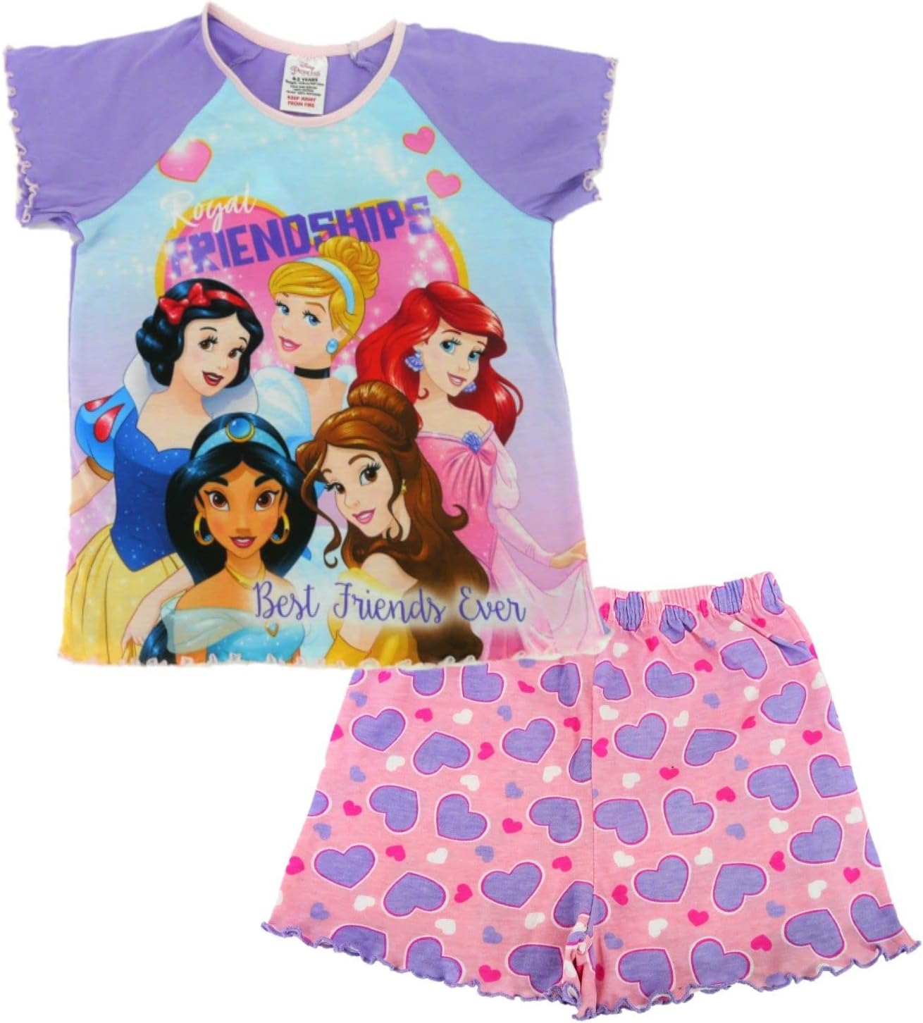 Disney Princess Girls Short Pyjamas - Ariel, Belle, Cinderella, Snow ...