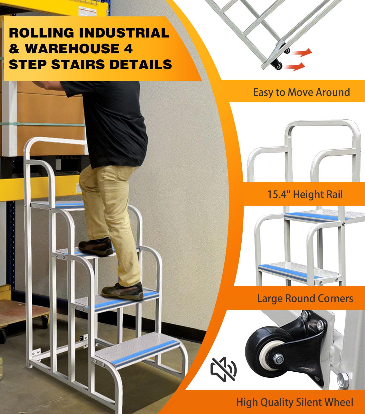 Rolling Platform With Stairs Top Ladders & Personnel Lifts | Durable