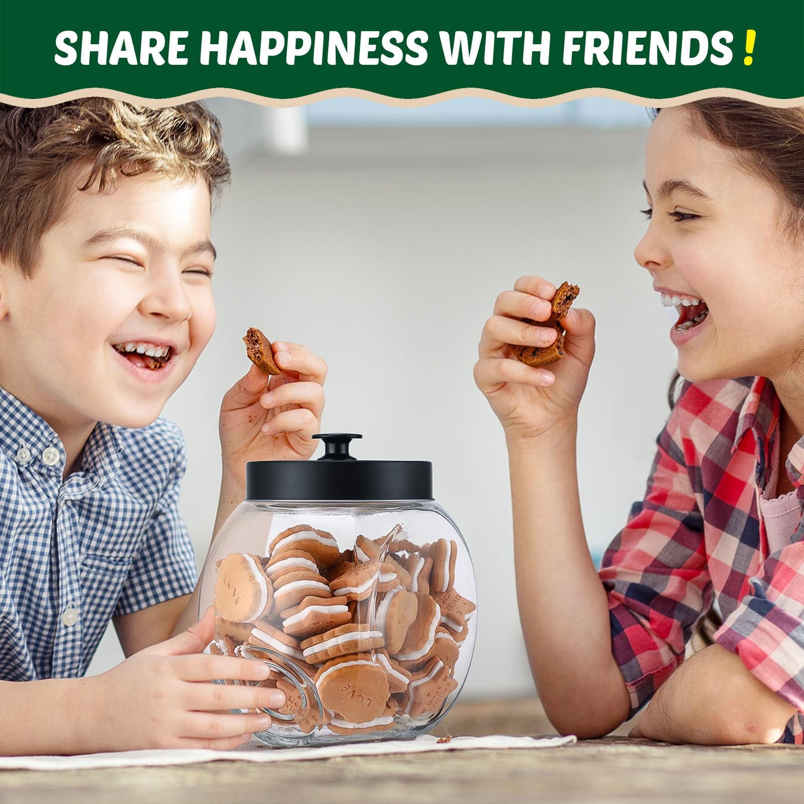 Nitial Set of 3 Glass Slanted Storage Jar Large Candy Jars with Lids 75 ...