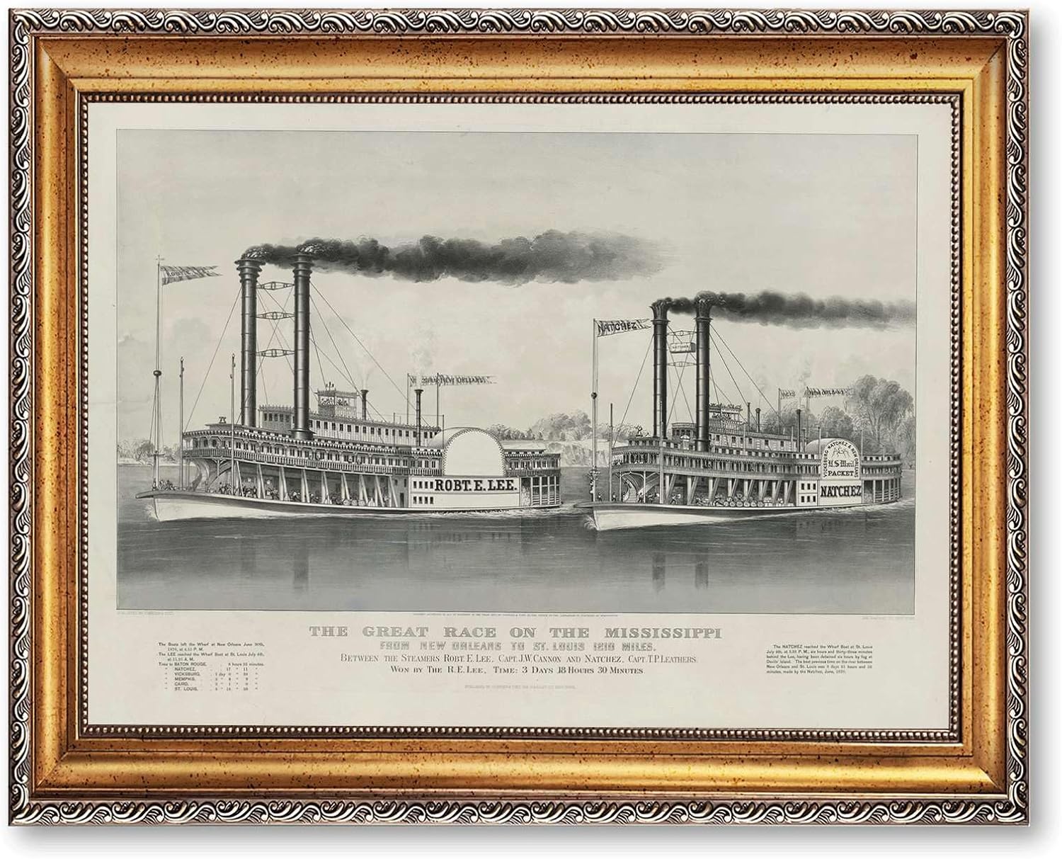 Amazon.com: Vintage Framed Steamboat Race on the Mississippi River Wall ...