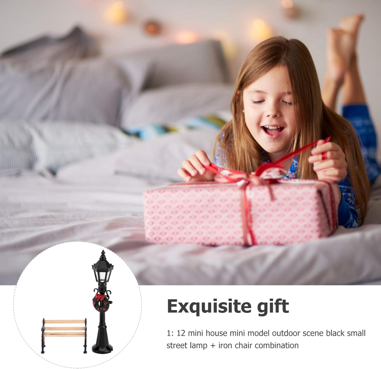 Buy NUOBESTY Christmas Street Lamp Post Miniature Park Bench Seat: 2pcs ...