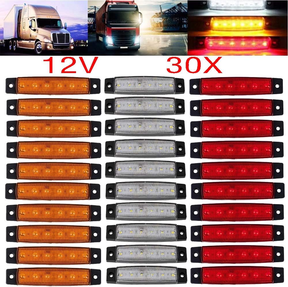 8 pcs LED 12V Amber Yellow Orange Side Marker Indicator Lights with ...