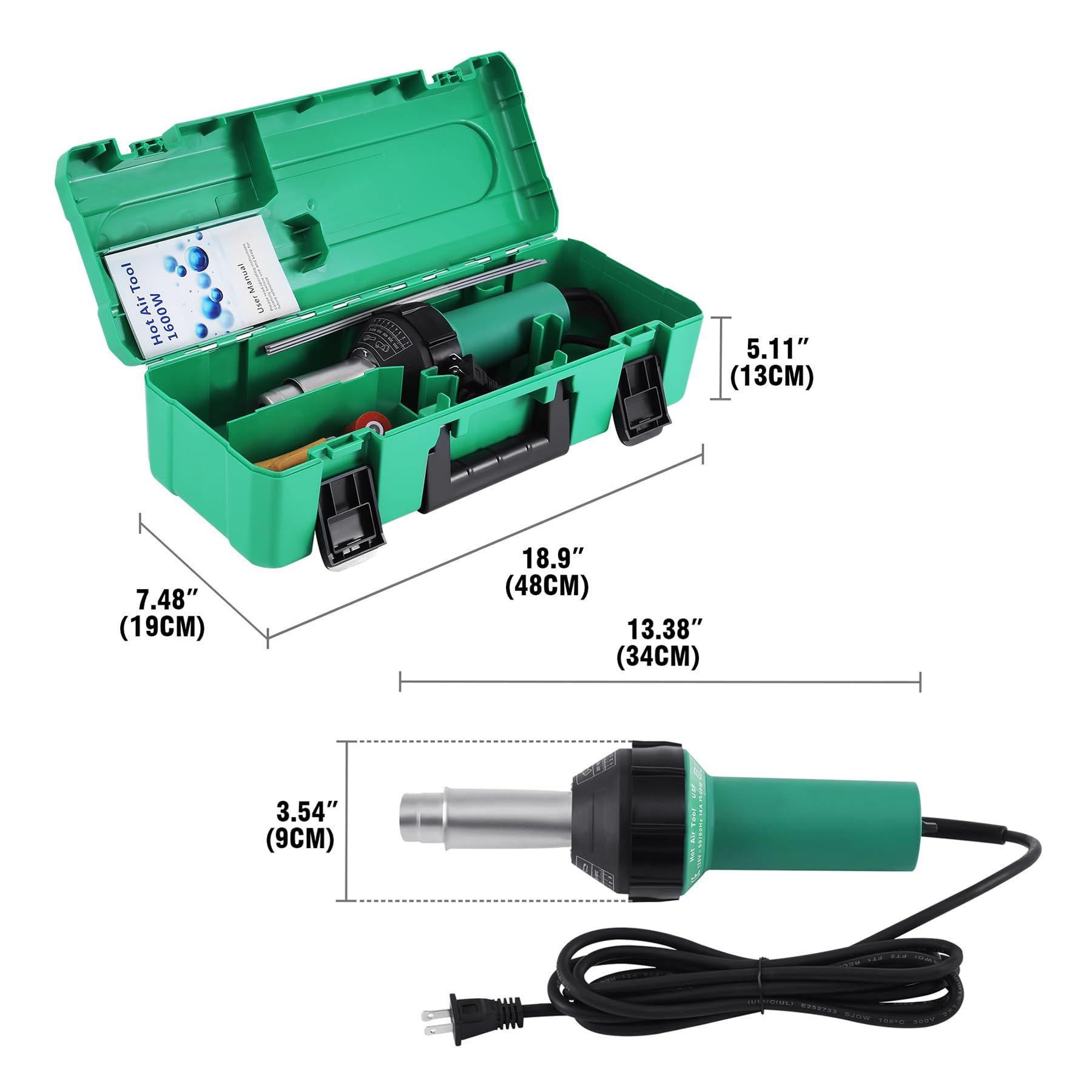 Snapklik.com : 1600W 110V Plastic Welding Gun Kit Hot Air Welder, 40 ...