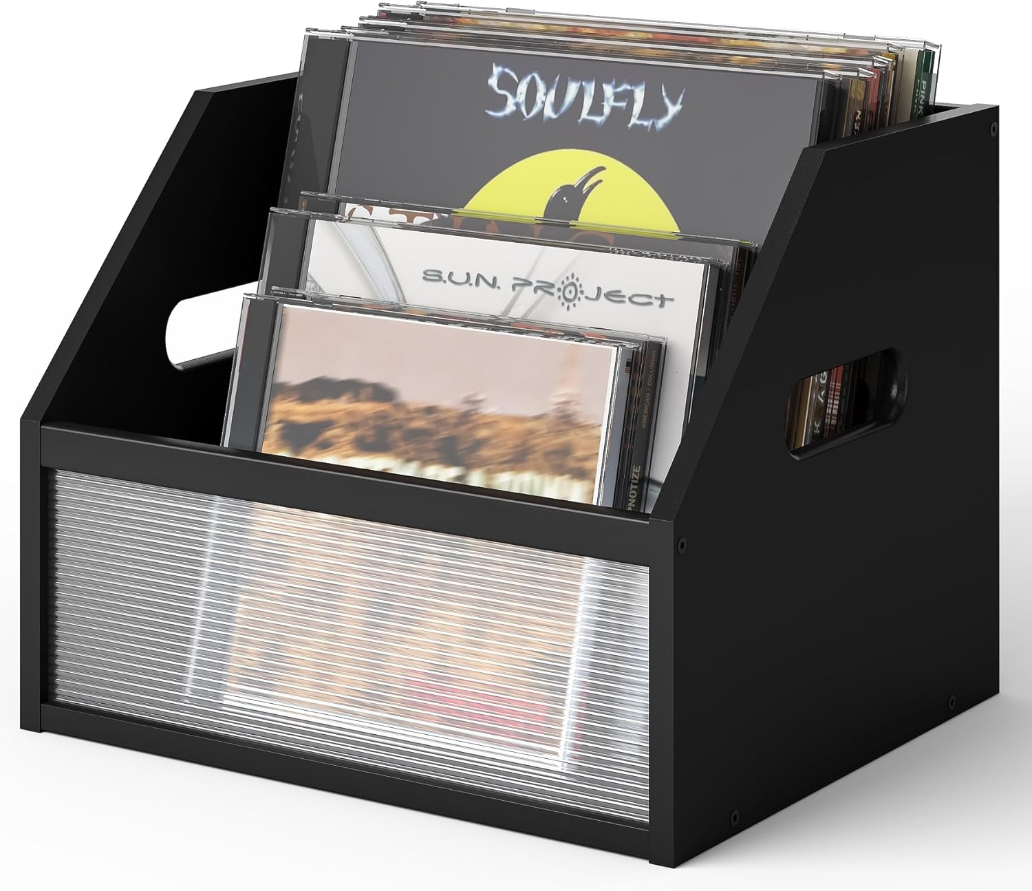 Amazon.com : Black Record Album Storage Crate, Bamboo & Acrylic Vinyl ...