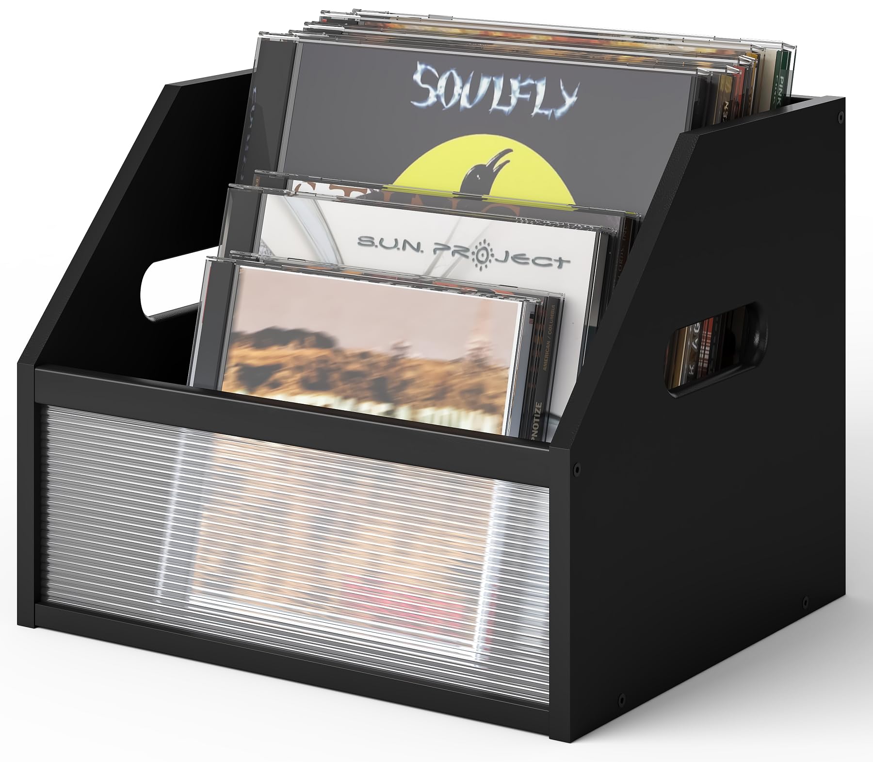 Record Storage Crate Wood & Acrylic Vinyl - Holds 70+ Albums With ...