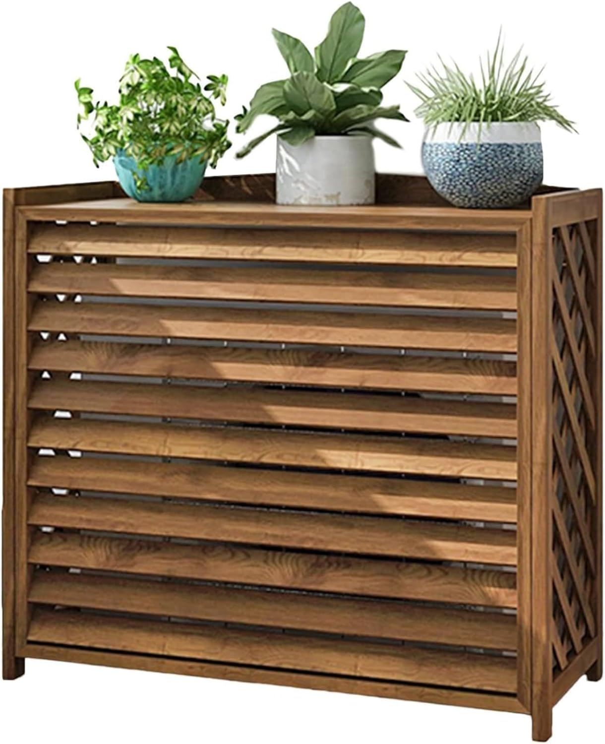 Amazon.com: PUNEKO Outdoor Wooden Air Conditioner Cover with Plant ...