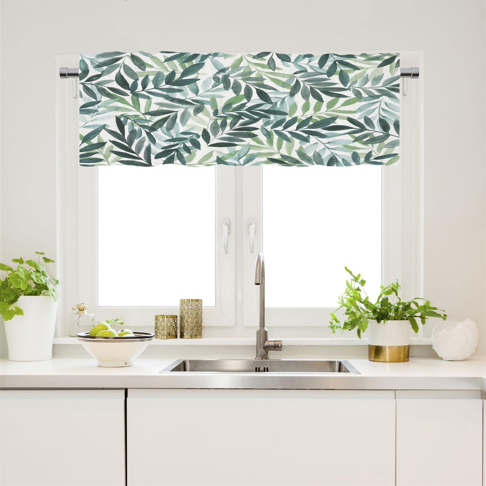 Surwin Blackout Short Curtains for Small Windows, Summer Leaves Cafe ...