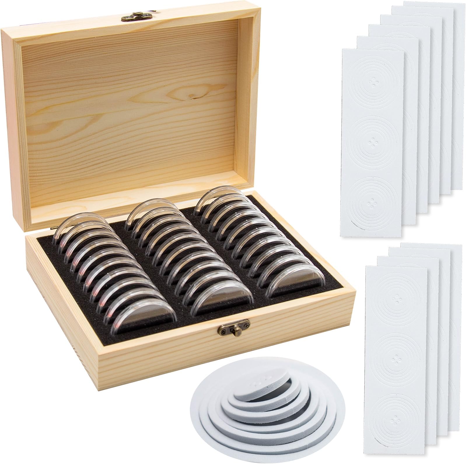 Amazon.com : 30 Pieces 46mm Wooden Coin Capsules Holder Case, Coin ...