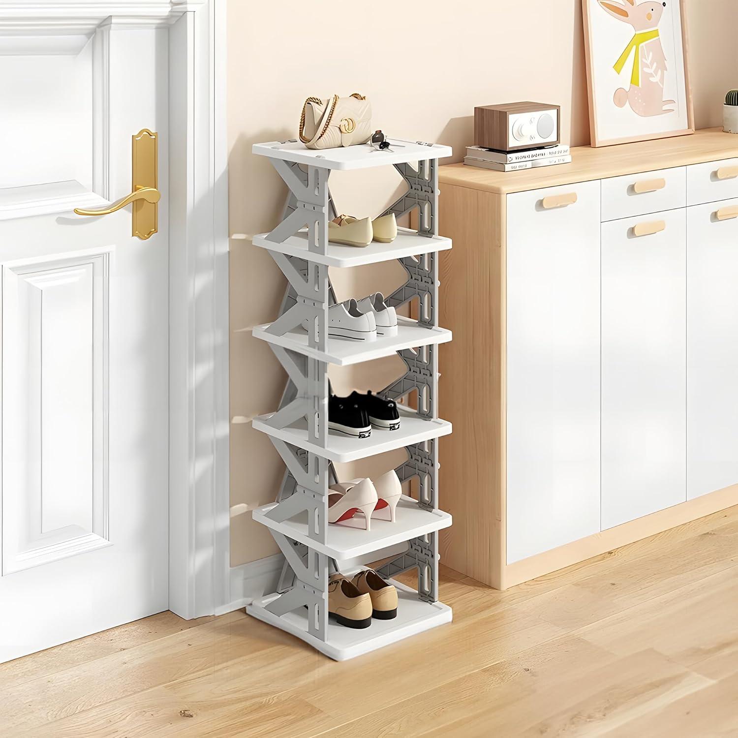 Amazon.com: HUYFGDYSA 6 Tier Foldable Shoe Rack Tall Organizer- Narrow ...