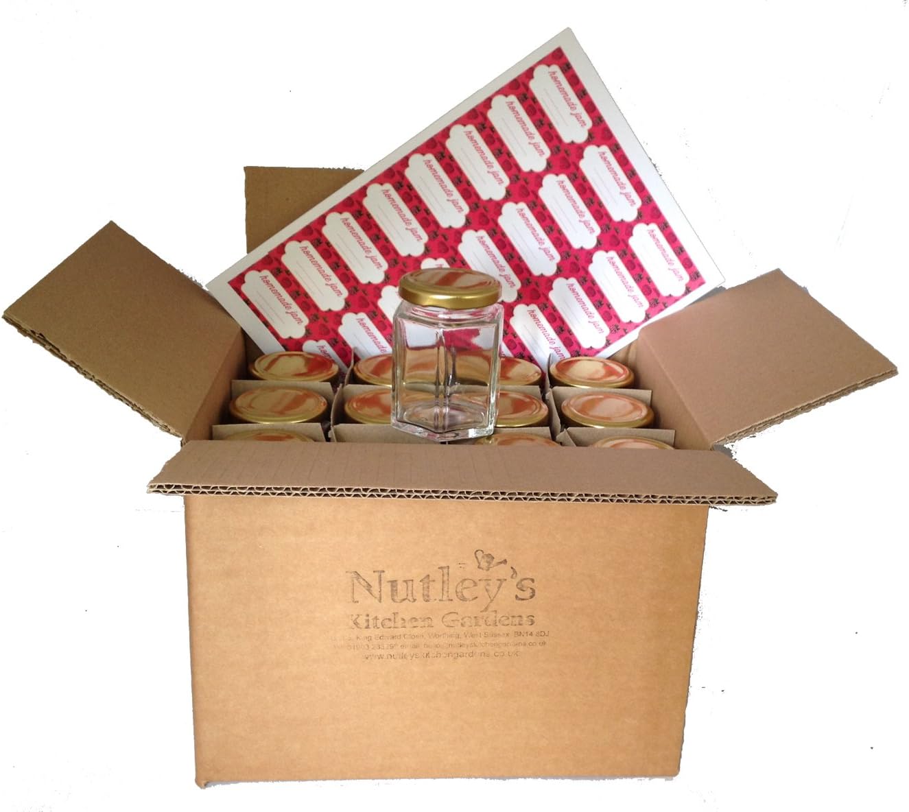 Amazon.com: Nutley's 190 ml Hexagonal Jam Jars and Labels (Pack of 24 ...