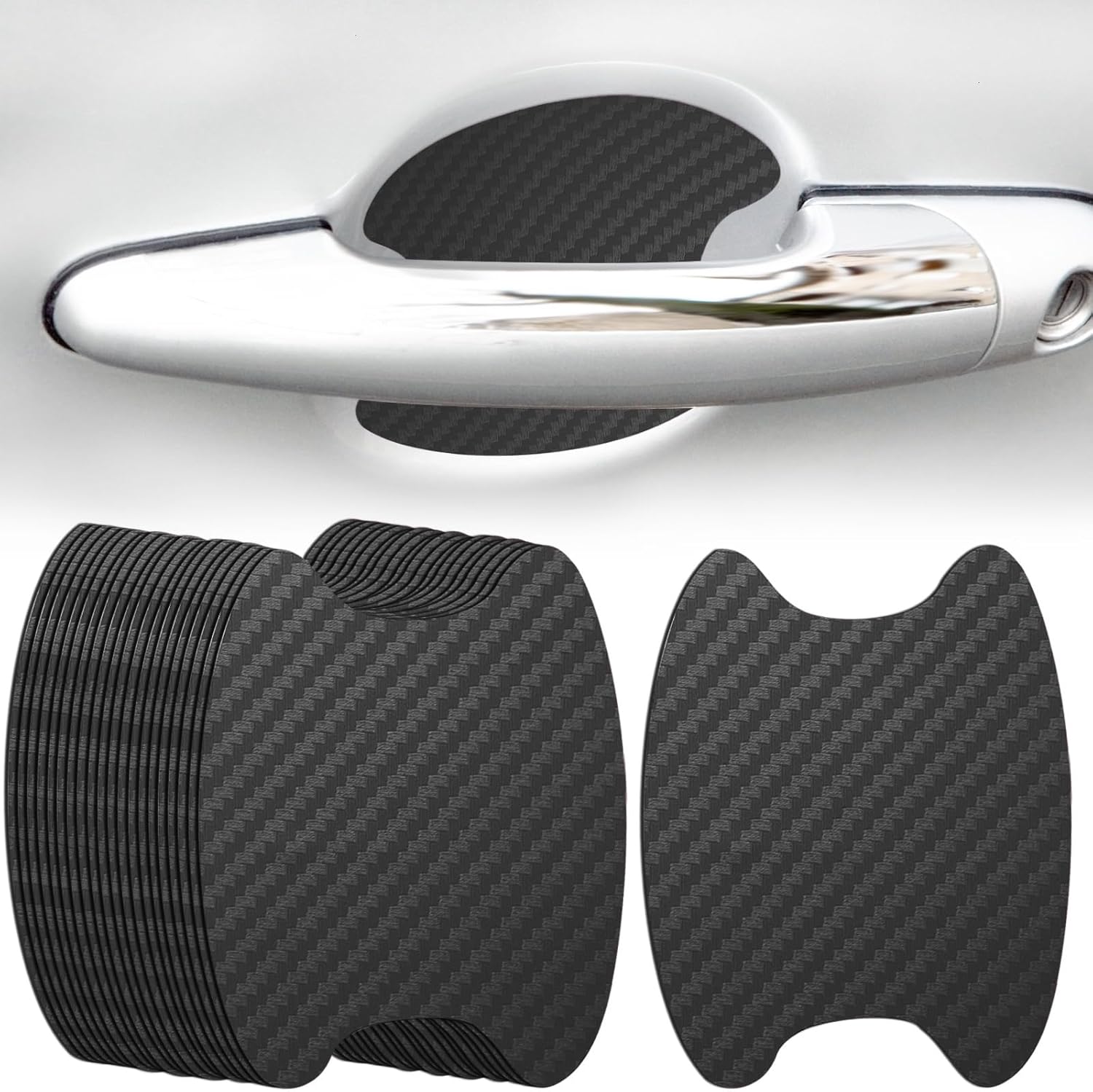 Amazon.com: WSSROGY 20 Pcs Carbon Fiber Anti-Scratches Car Door Handle ...