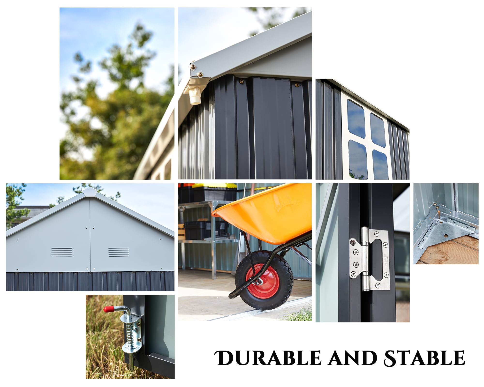 PAPABABE Cottage-Style Outdoor Storage Shed 8x6x7.5 FT, Metal Storage ...