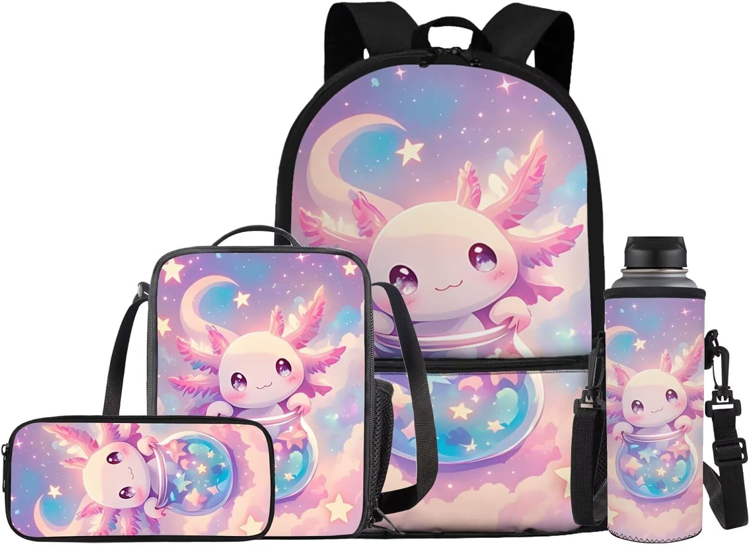 Amazon.com | JEOCODY Axolotl Backpack for Girls School Bag with Lunch ...