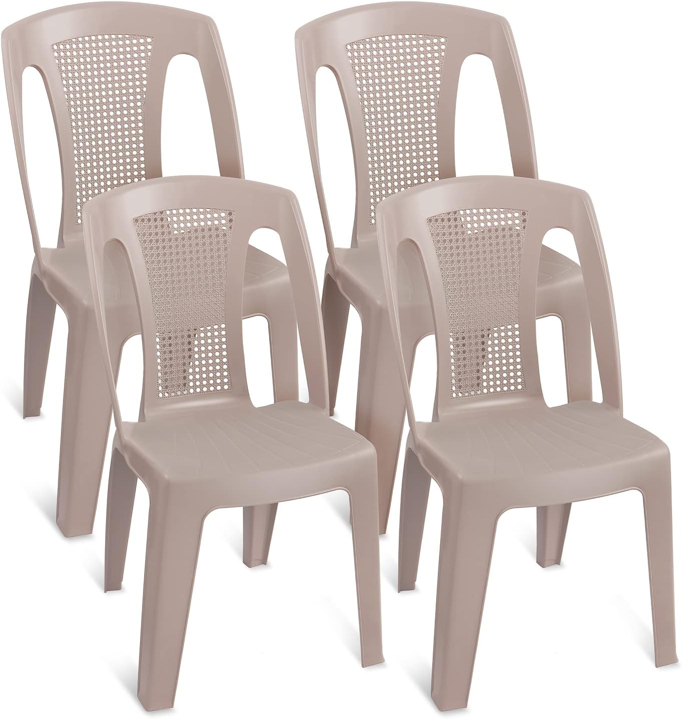 Amazon.com : Zilpoo Set of 4 - Plastic Stackable Chairs, Outdoor Patio ...