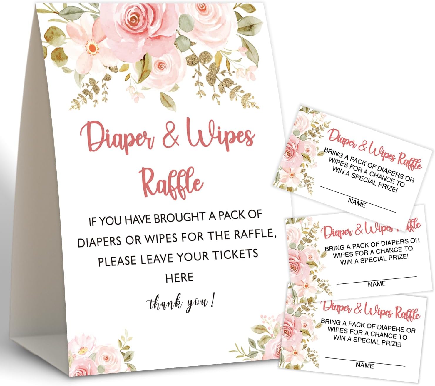 Amazon.com: Boho Floral Baby Shower Game,Diapers Wipes Raffle,Diaper ...