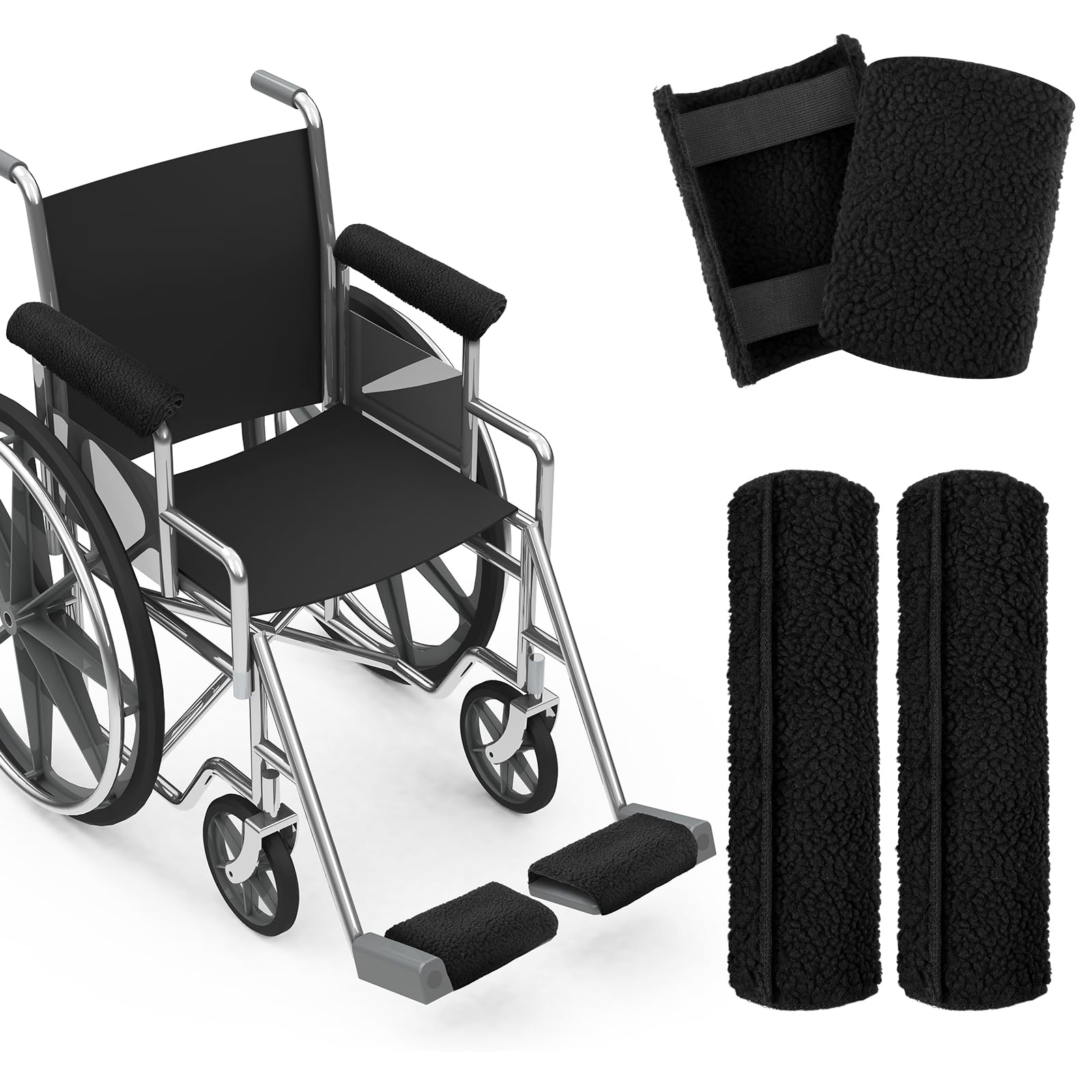 Amazon.com: Fanfanwin 4 Pcs Wheelchair Armrest Footrest Cover Set Faux ...