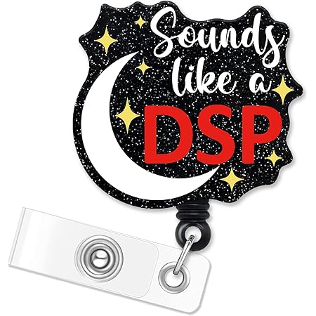 Amazon.com : ERHACHAIJIA Sounds Like A DSP Black Retractable Glitter Badge Reel with Alligator ...