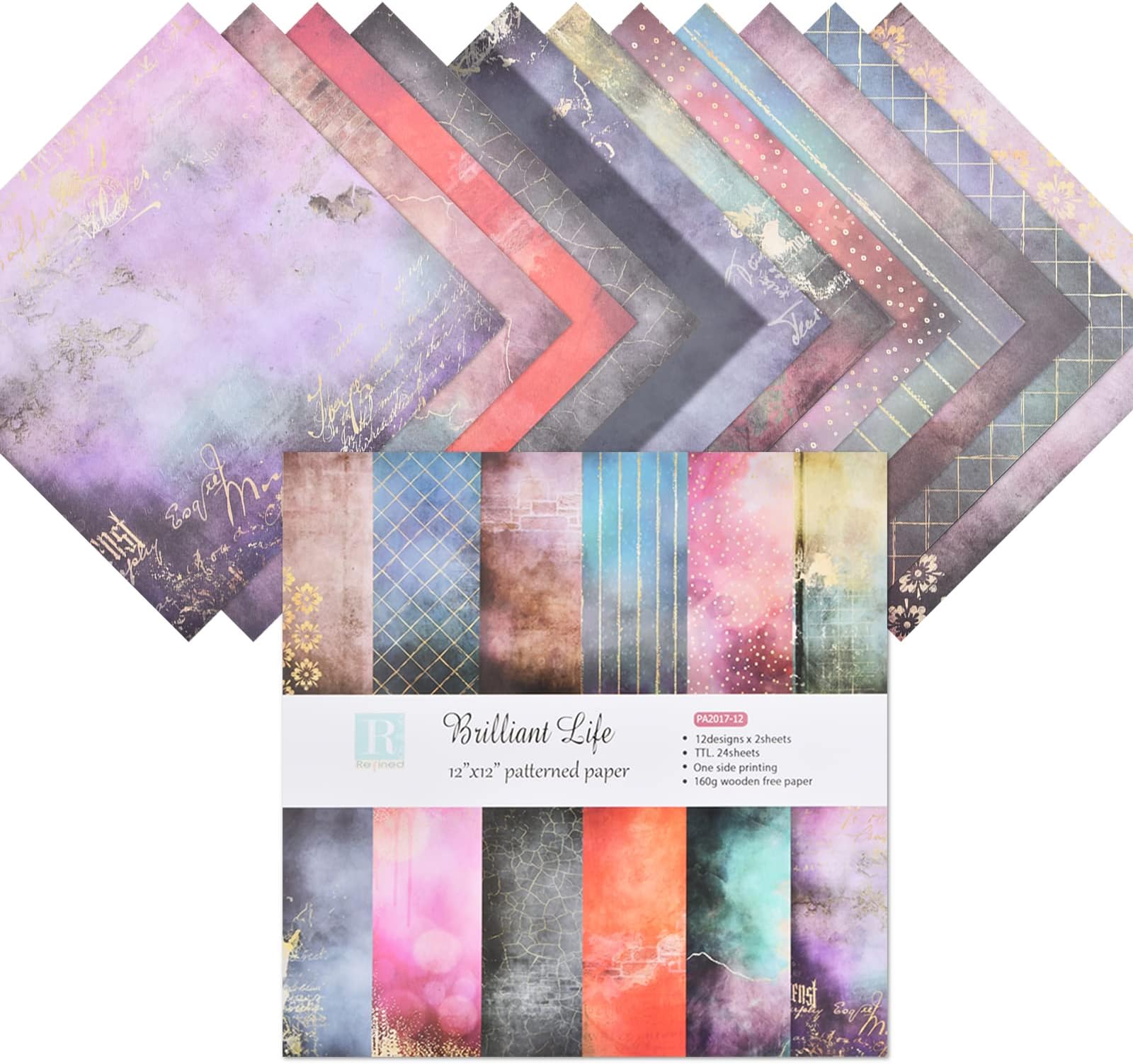 Pagezol 30,5x30,5cm Scrapbooking Pads Paper,12 Patterns 24 Sheets ...