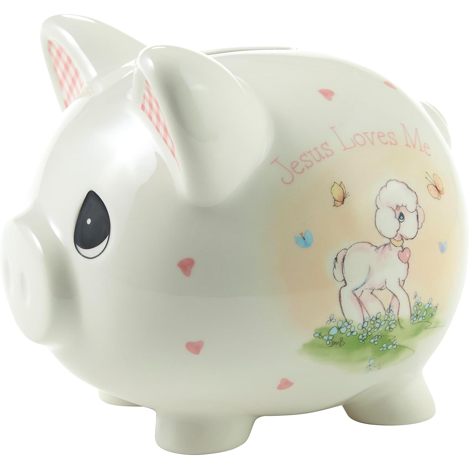 Amazon.com : Precious Moments 236401 Jesus Loves Me Pink Ceramic Bank ...