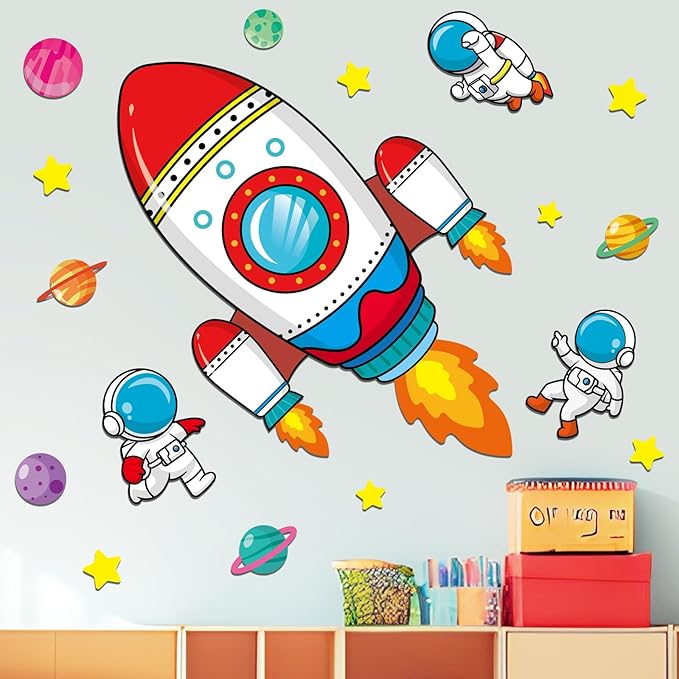 Amazon.com: 55In Large Outer Space Bulletin Board Set Rocket Ship ...