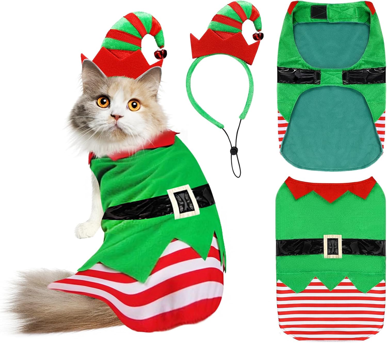 Amazon.com : Homdat Dog Elf Costume Set with Hat, Pet Christmas Clothes ...