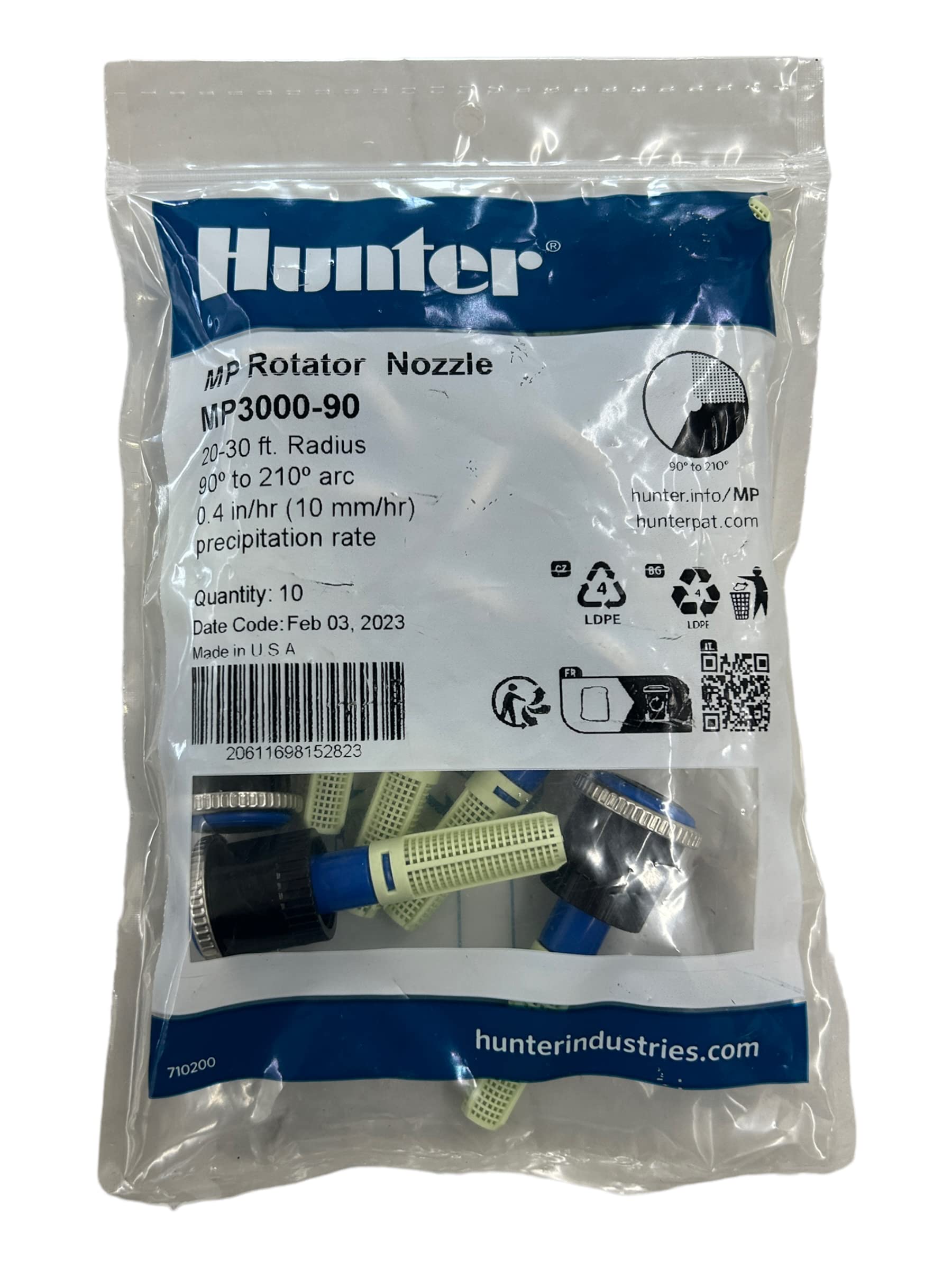 Amazon.com: Pack of 10 pcs, Hunter MP Rotator Nozzle MP3000-90, 20ft ...