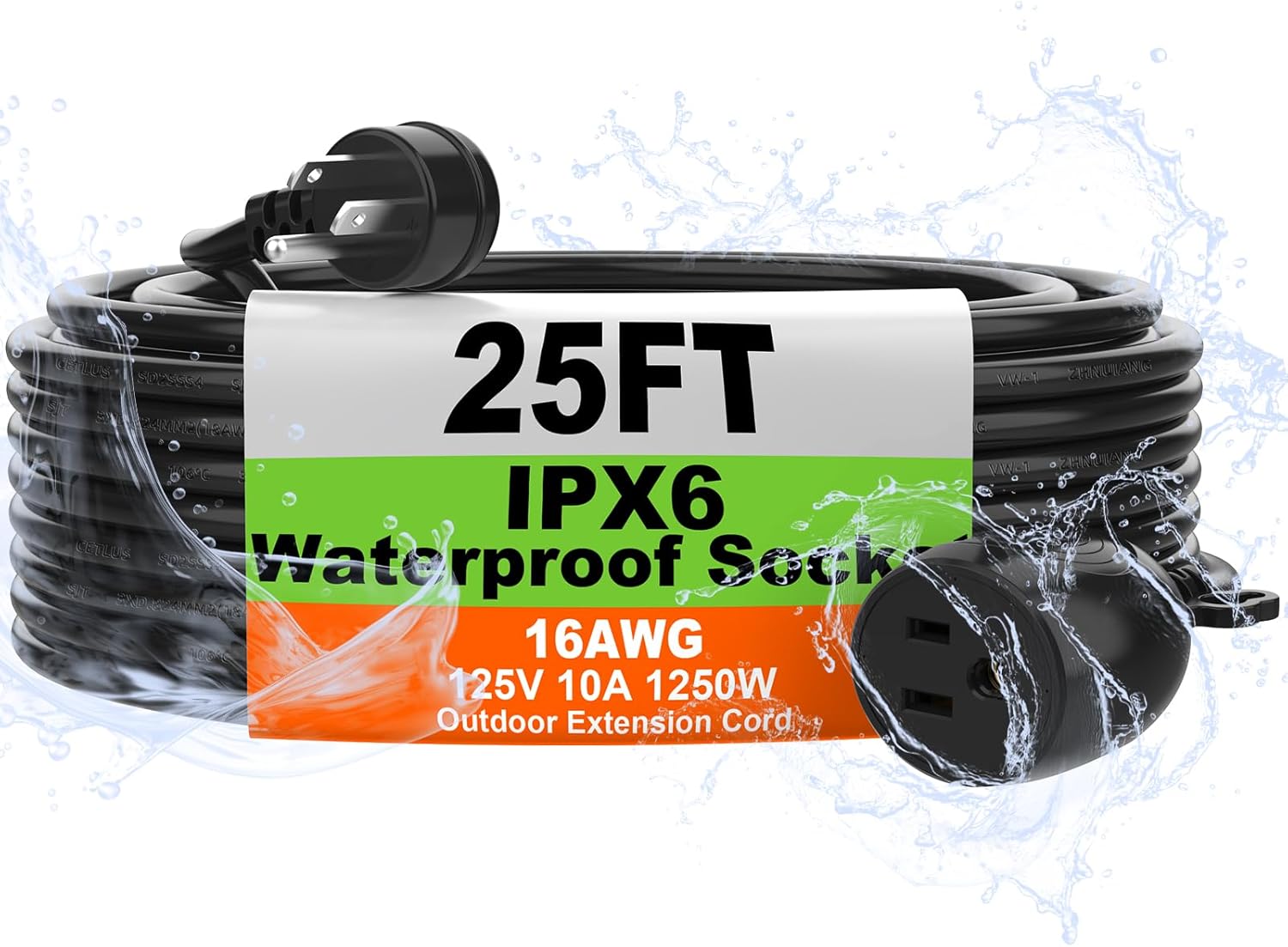 Amazon.com: USEDOM IPX6 25 FT Outdoor Extension Cord Waterproof, 16/3 ...