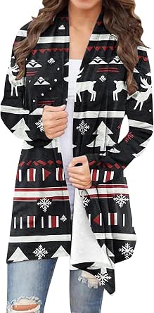 Ugly Christmas Sweater Womens Cardigan Ugly Funny Xmas Print Graphic ...