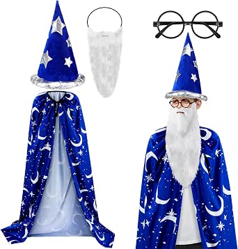 Amazon.com: Skicuff 4 Pcs Halloween Wizard Cape Costume with Hat ...