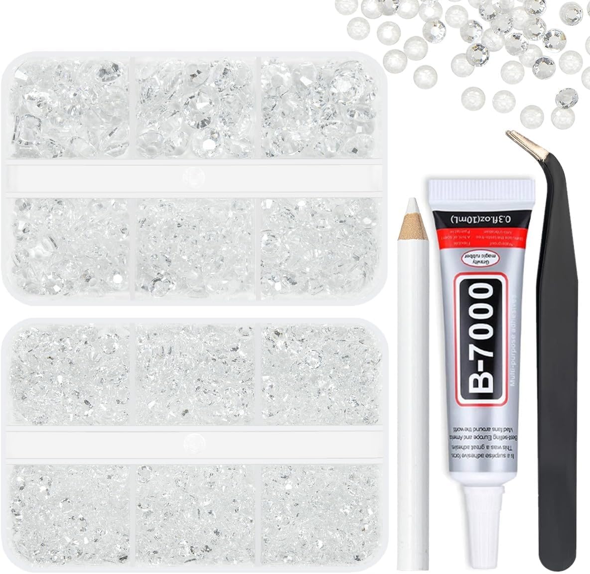 Amazon.com: qiipii Transparent Clear Resin Rhinestones w B7000 Jewelry ...